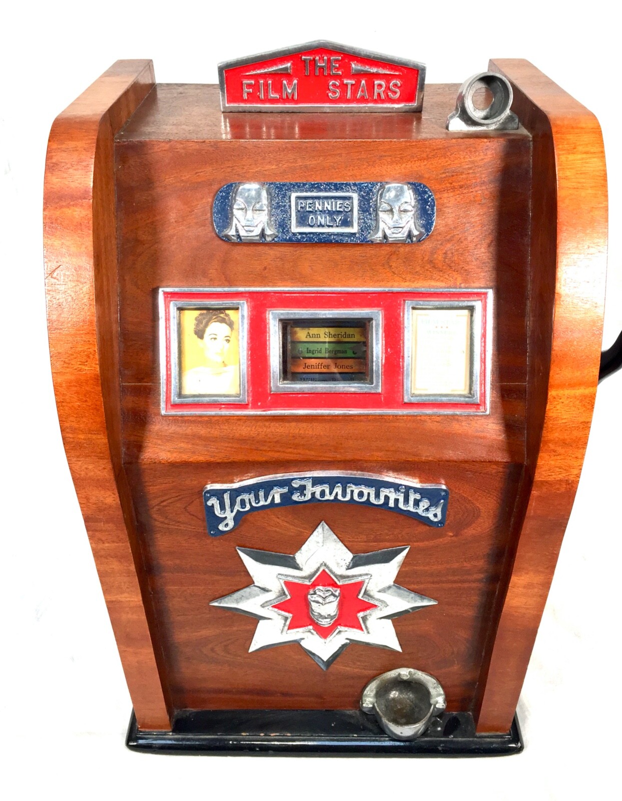 Antique One Arm Bandit Arcade Coin Operated Games Machine 'Film Stars ...