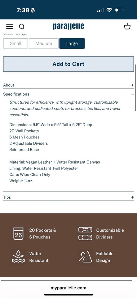 Parallelle The Large Traveller Makeup Bag Tart Color Brand New In Bag ...