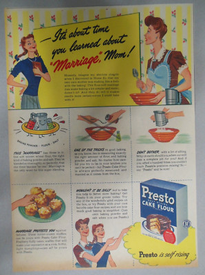 Presto Flour Ad: Time You Learned About Marriage Mom ! 1944 Size: 11 x ...