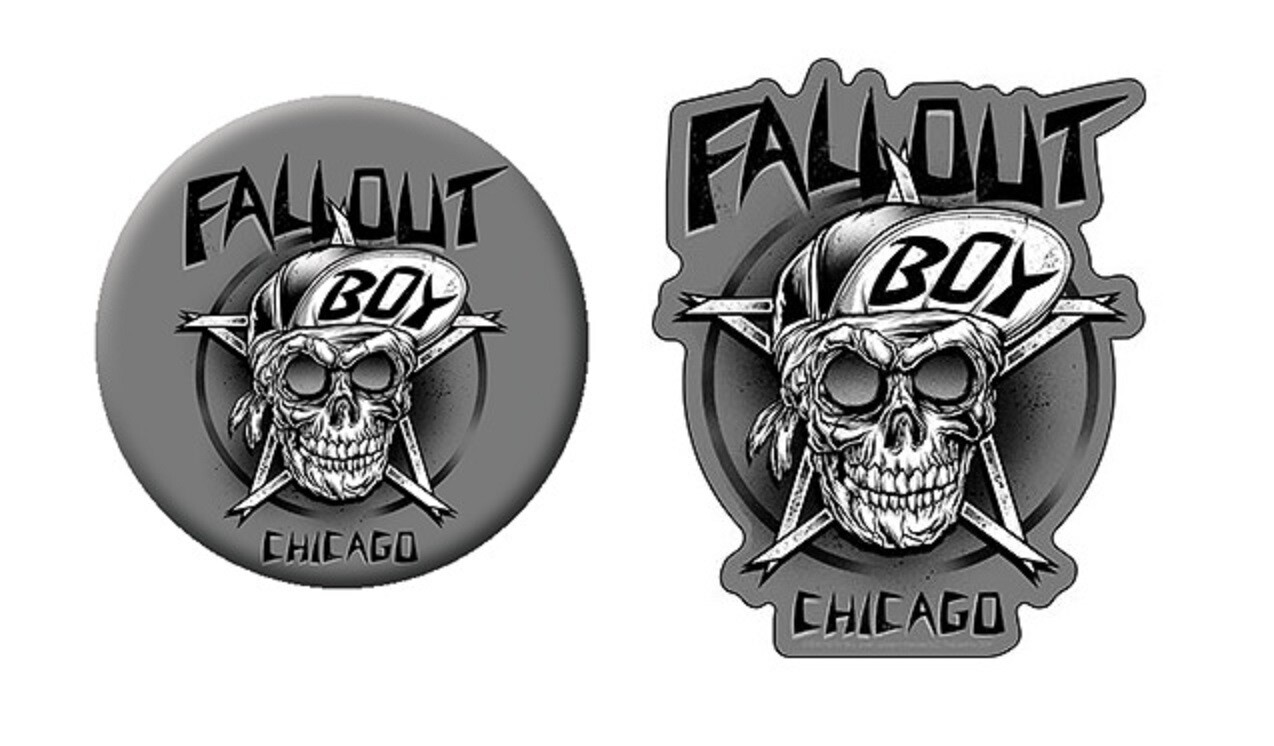 Fall Out Boy - Sticker/Button Badge Pin Set-Collector's Set - Skull ...