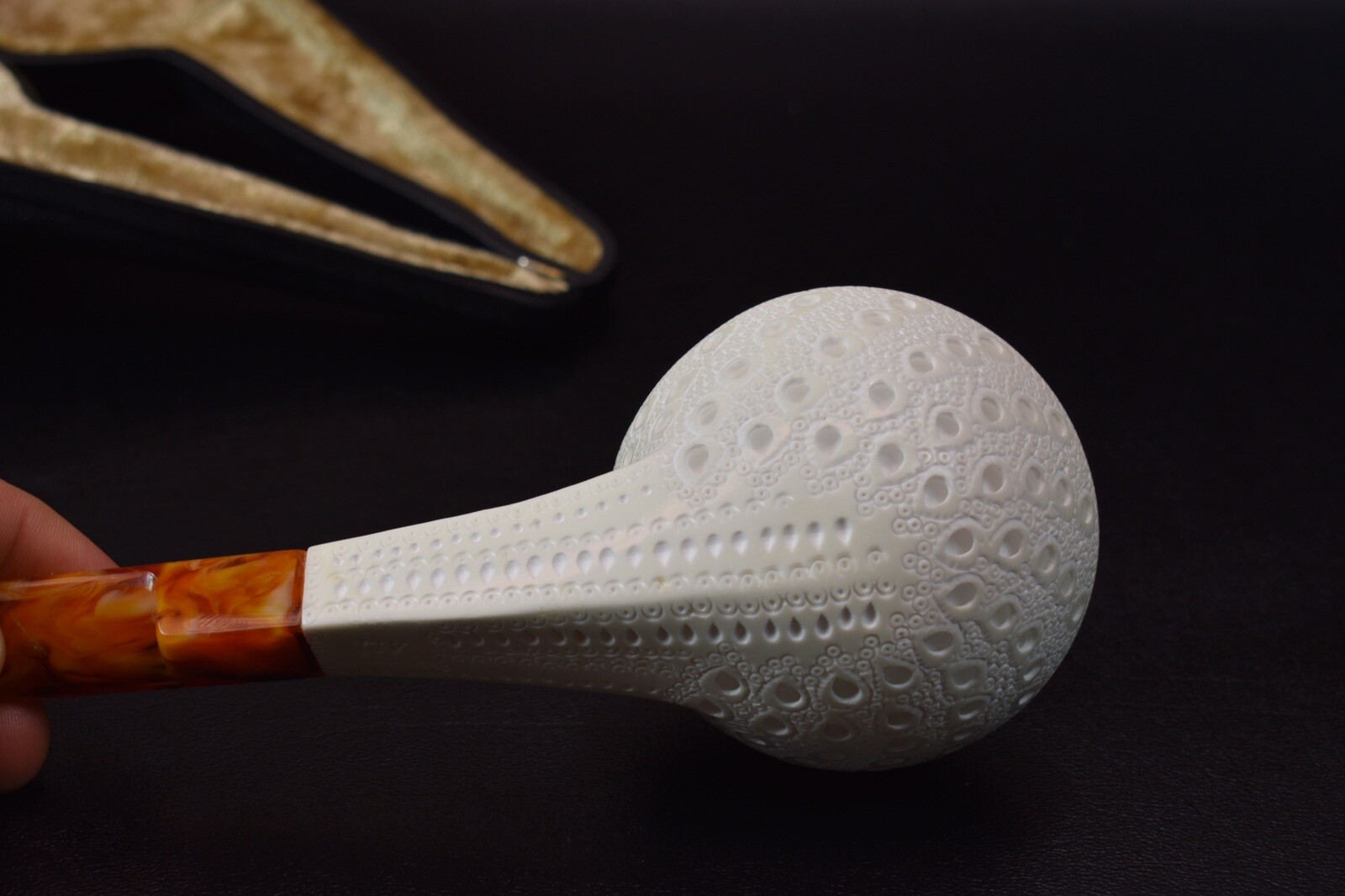 XL Squashed Bulldog Pipe By Ali New block Meerschaum Handmade W Case ...