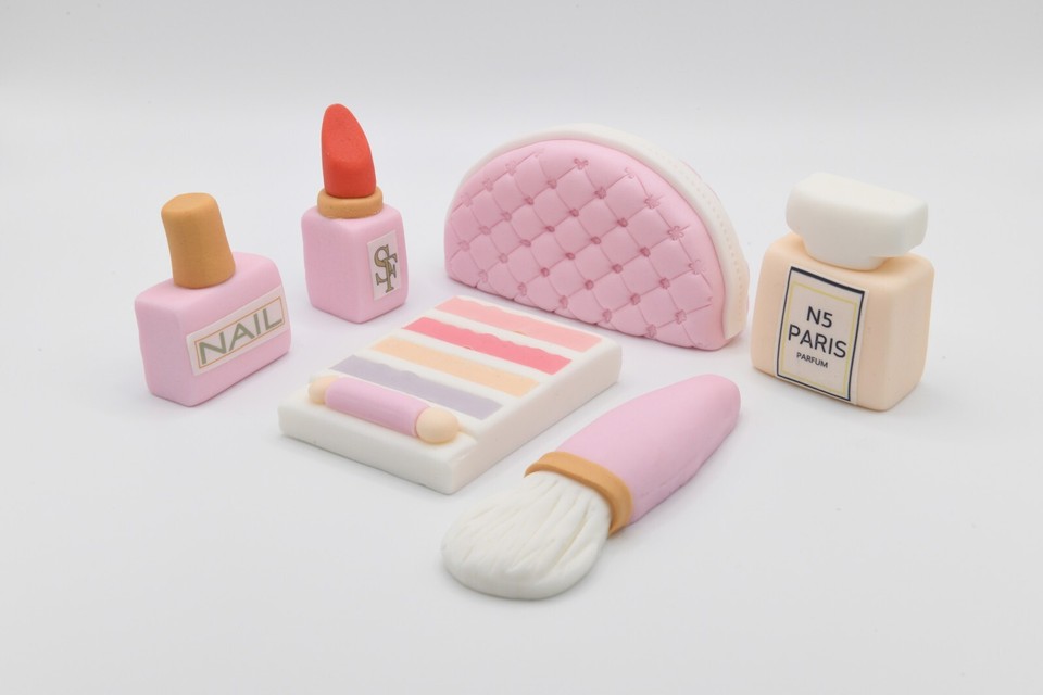 Make up Cake Topper Edible Lipstick Perfume Fondant Decoration Birthday ...