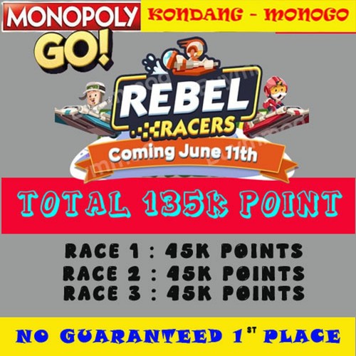 Monopoly_Go Event Race - REBEL RACERS ( 45k Point ) not guaranteed | eBay