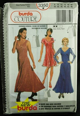 Burda Couture Sewing Pattern 3350 Evening Dress Close Fitting Size 8-18 ...
