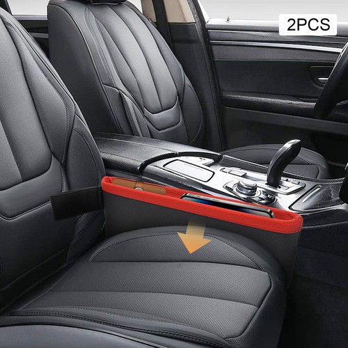 2 Car Console Side Organizer, Car Seat Pockets PU Leather Seat Catcher ...