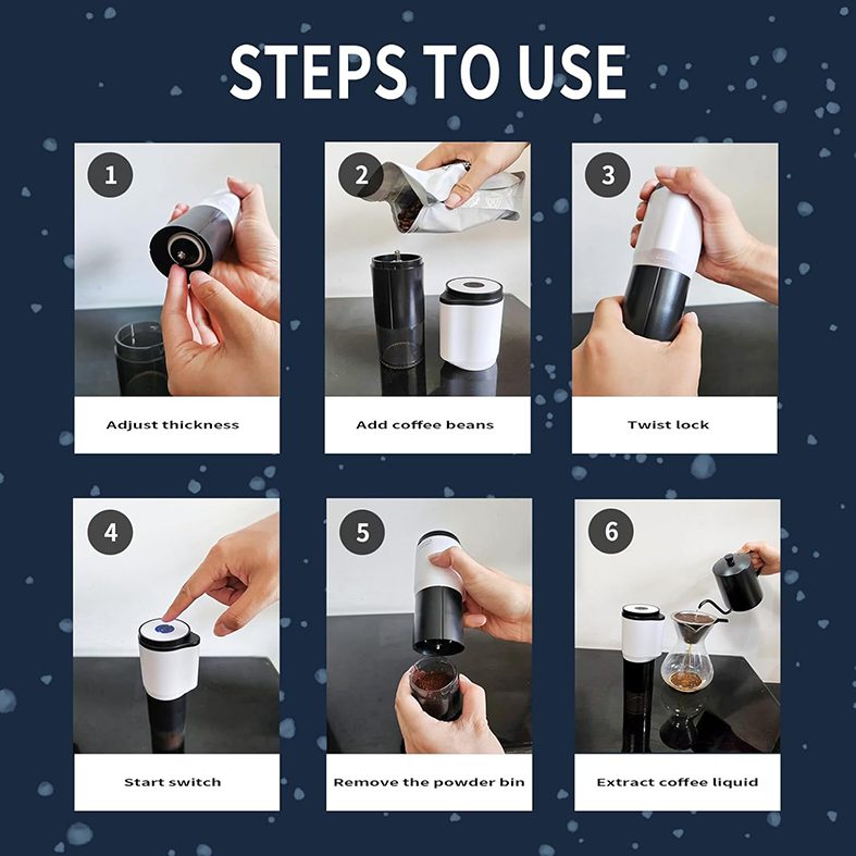 Electric Coffee Grinder Portable Coffee Bean Grinder Cup Battery ...