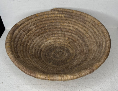 Antique Woven Coiled Rye Straw Basket 10" Country Primitive Farmhouse ...