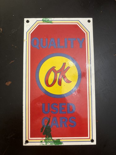 VINTAGE PORCELAIN QUALITY OK USED CARS GAS AND OIL SIGN | eBay