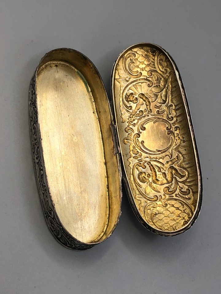 Sterling Silver Box with German Hallmarks and Cherub design 4" x 1.5 ...