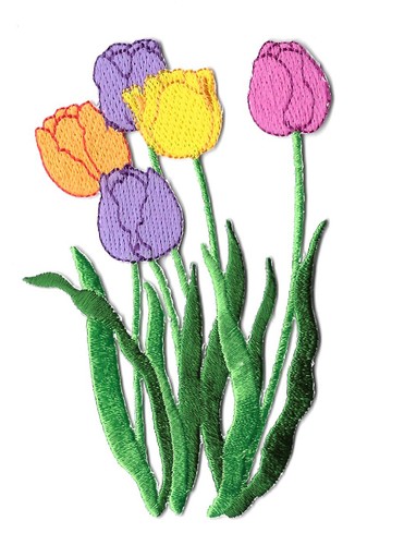 Tulips - Spring - Garden - Flowers - Embroidered Iron On Applique Patch ...