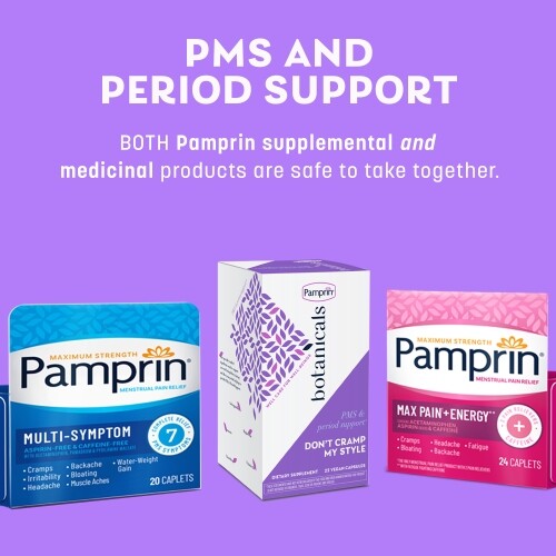 5 Pack of Pamprin Botanicals Supplement for PMS & Period Support, 22 ...