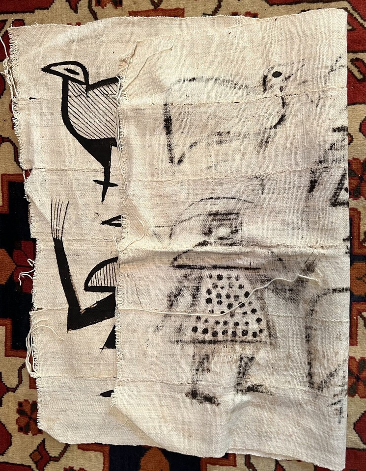 Vintage People Birds African Korhogo Hand Painted Mud Cloth Senufo 36 ...