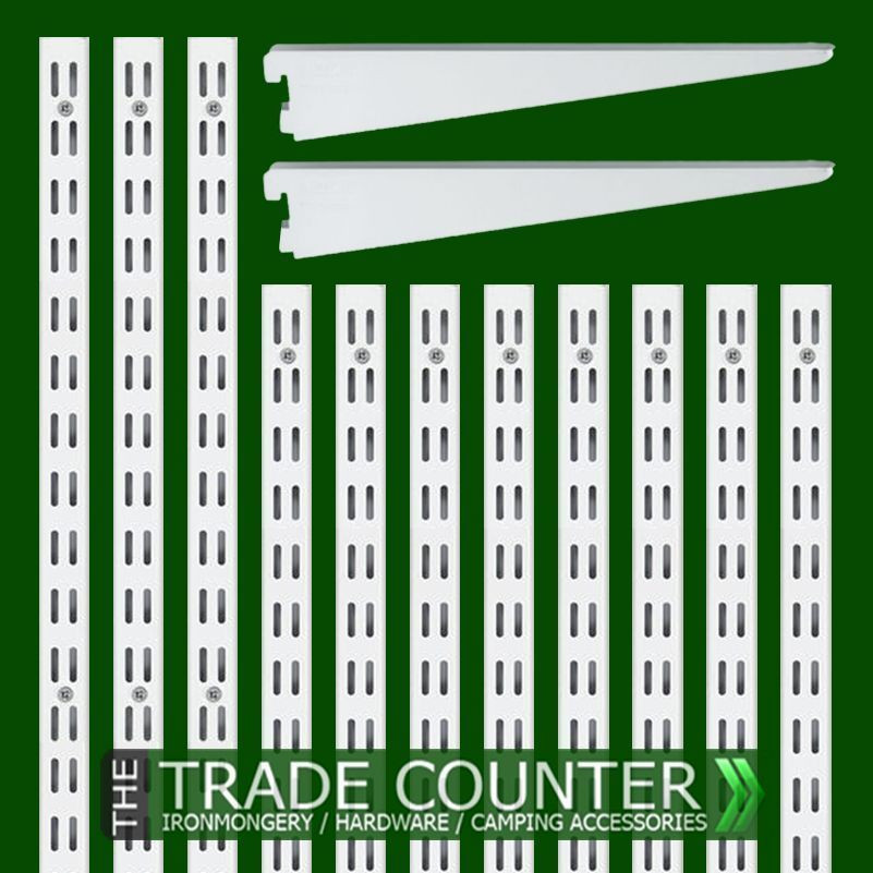 Twin Slot Shelving System White Uprights, Brackets & Bookends ...