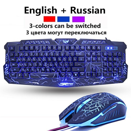 M200 Purple/Blue LED Breathing Backlight Pro Gaming Keyboard Mouse ...