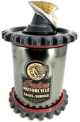 RARE Vintage 2003 Indian Motorcycle Tin Ceramic Cookie Jar Container W ...