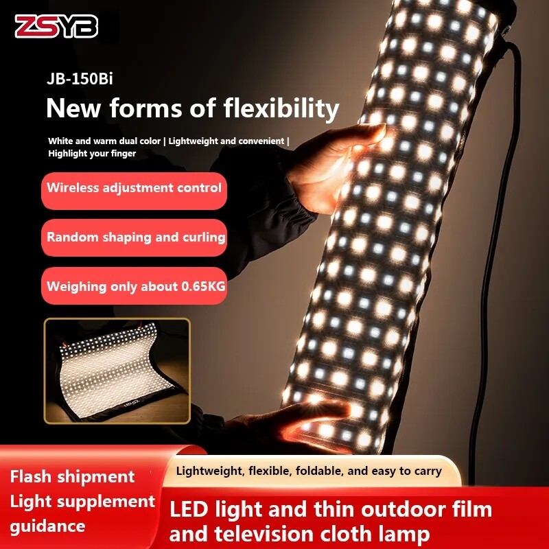 ZSYB JB-150Bi Flexible Rollable Cloth LED Video Light Panel CTT 3200K ...