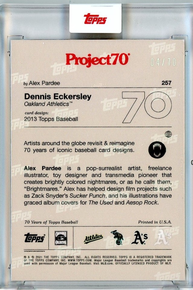 2021 TOPPS PROJECT 70 DENNIS ECKERSLEY BY ALEX PARDEE - RAINBOW FOIL 04 ...