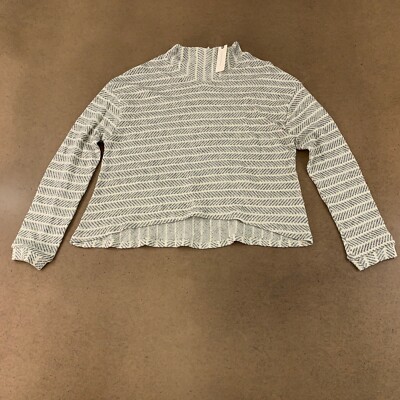 Amadi Anthropologie Women's Size Medium Gray Striped Mock Neck Knit Pullover NWT | eBay