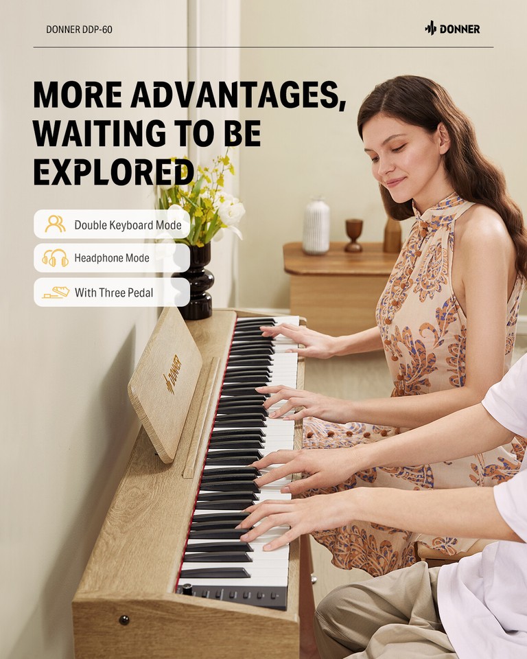 Donner DDP-60 88 Key Digital Piano Electric Keyboard Semi-Weghted 128 ...
