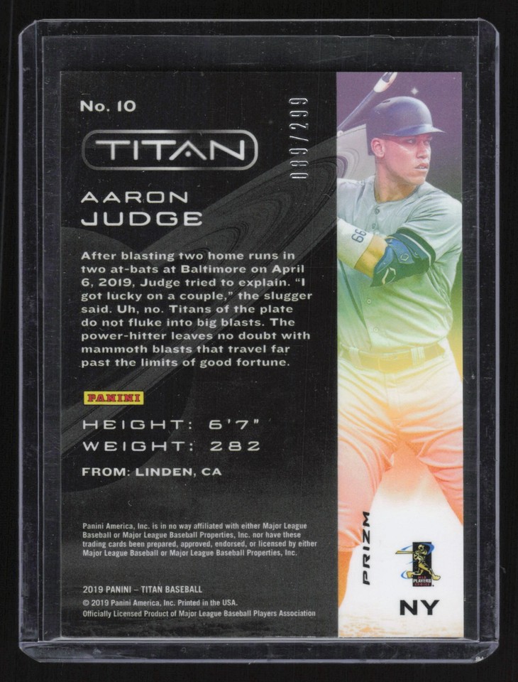 2019 Panini Chronicles Aaron Judge #10 Titan Silver Hyper Prizm /299 ...