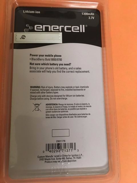 Enercell 1300mAh 3.7v Rechargeable Battery for BlackBerry 9000/9700 #23 ...