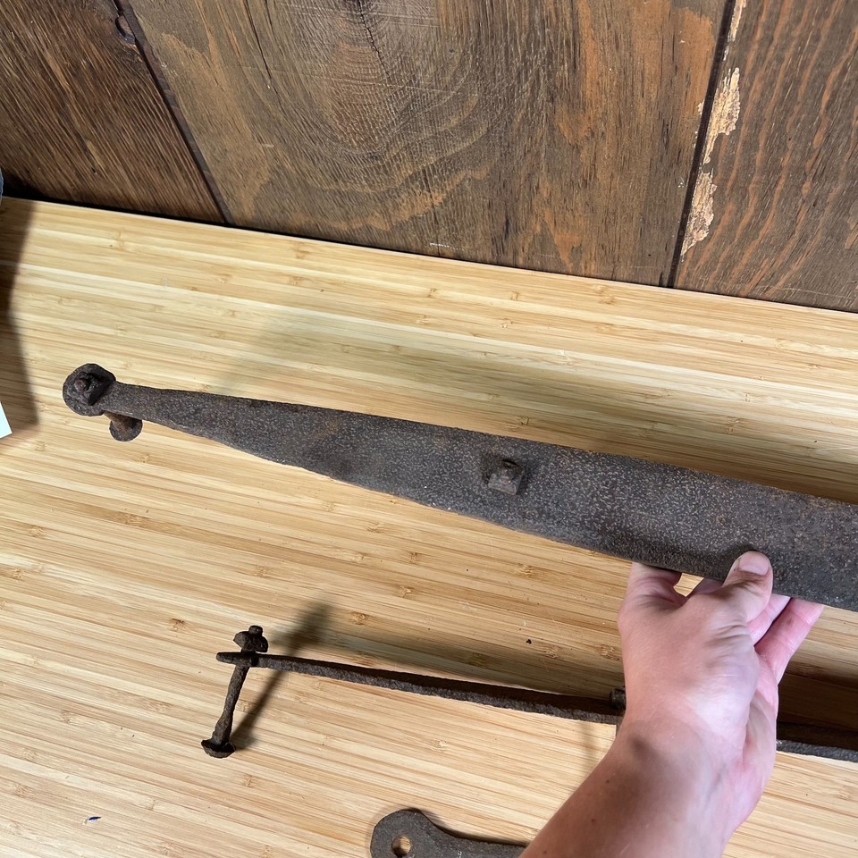 Antique Lot Of 4 Hand Forged 1800s Strap Lollipop Cast Iron Hinges Barn ...