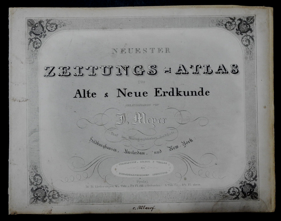 1849 MEYER'S-ATLAS=MAPPA DELLA RUSSIA EUROPEA-S.PIETROBURGO.MOSCA.INC ...