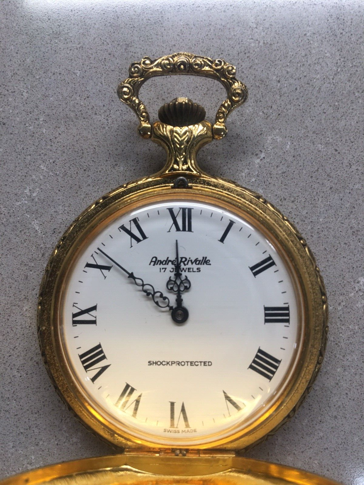 Andre Rivalle 17 Jewels Pocket Watch Shock Protected Bird Dog & Duck ...
