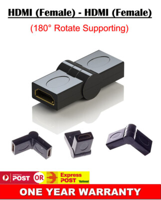 2x HDMI Joiner 180° Degree Rotate Plug Female to Female F/F Adapter ...