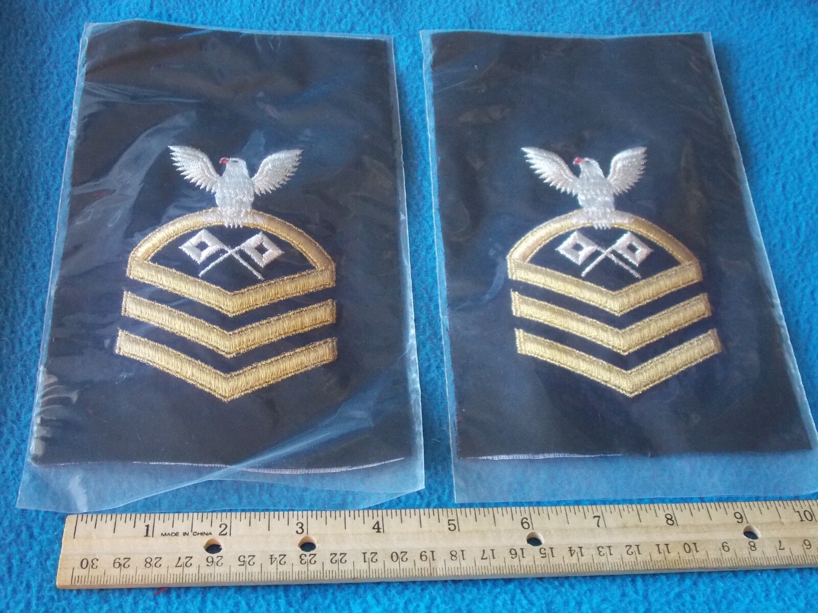 LOT OF 2 US NAVY OFFICER'S UNIFORM BULLION RANK INSIGNIA PATCHES ...