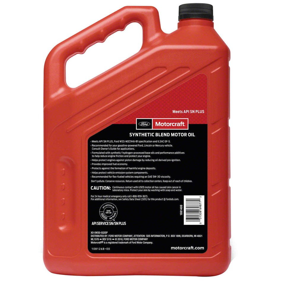Engine Oil-Premium Synthetic Blend Motor Oil - 5 Quart Motorcraft XO ...