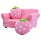 Kids Sofa Strawberry Armrest Chair Lounge Couch W/2-Pillow Children ...