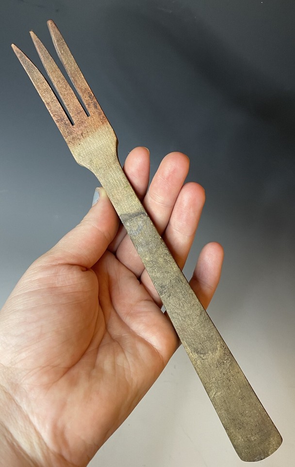 Antique Wooden Cookware Serving Fork Wood Kitchen Ware Cooking Utensil ...