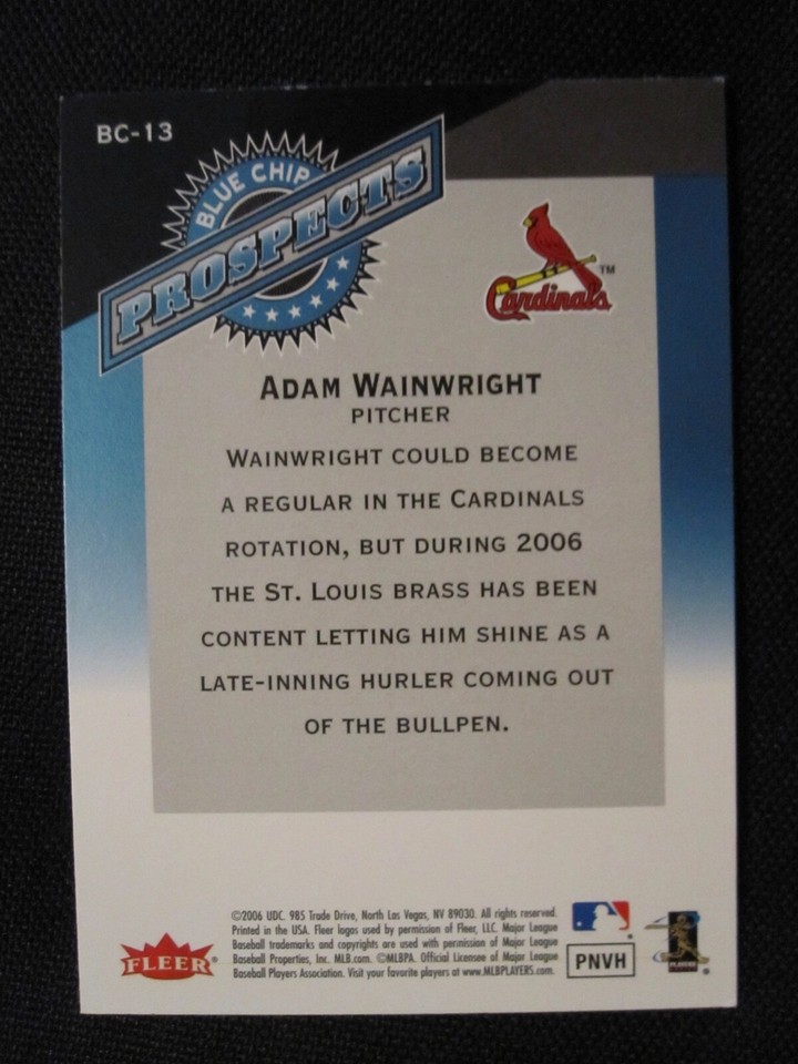 Adam Wainwright 2006 Fleer Tradition Blue Chip Prospects RC St. Louis ...