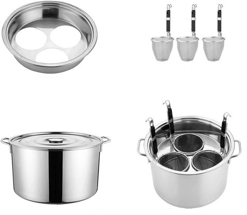 Commercial Stainless Steel Pasta Cooker Set w/3/4/5-Hole Insert Divider ...