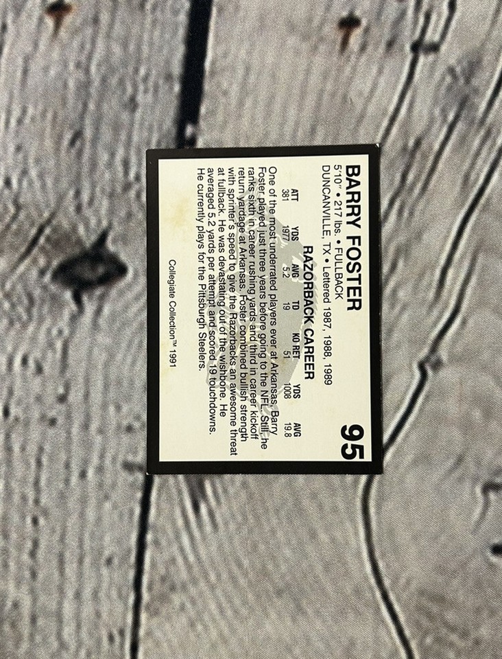 1991 Arkansas Collegiate Collection #95 BARRY FOSTER Arkansas ...