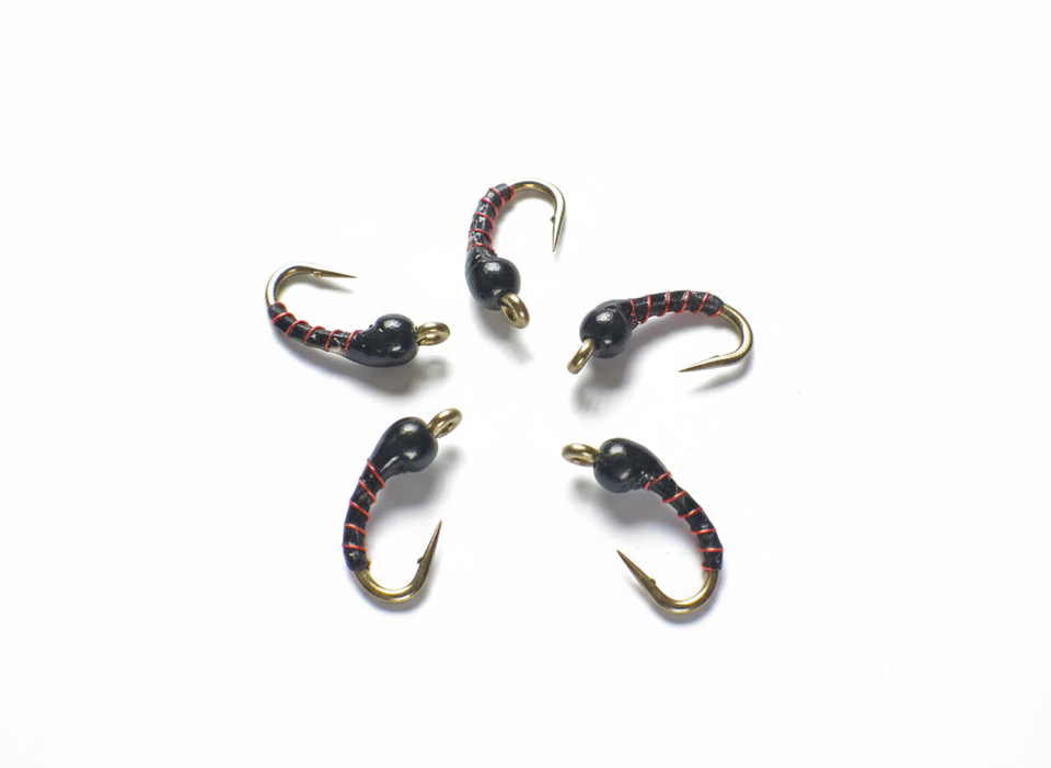Tungsten Black Beauty Nymphs Red Rib - Premium Trout Fly Fishing Flies ...