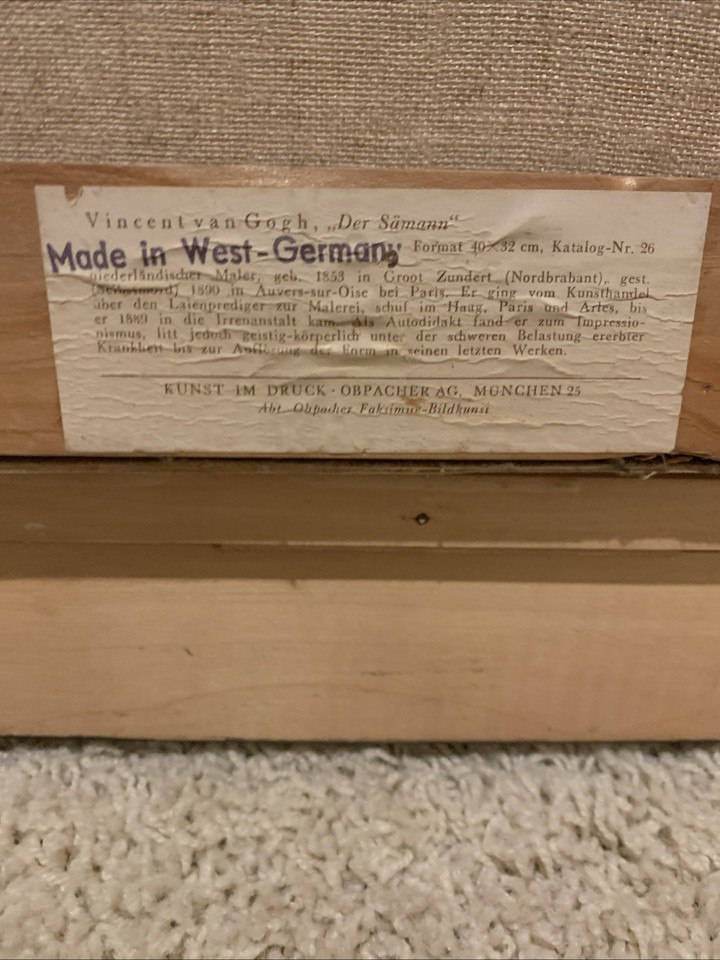 Vincent Van Gogh The Sower at Sunset Repo Painting 1950s Mid Century ...