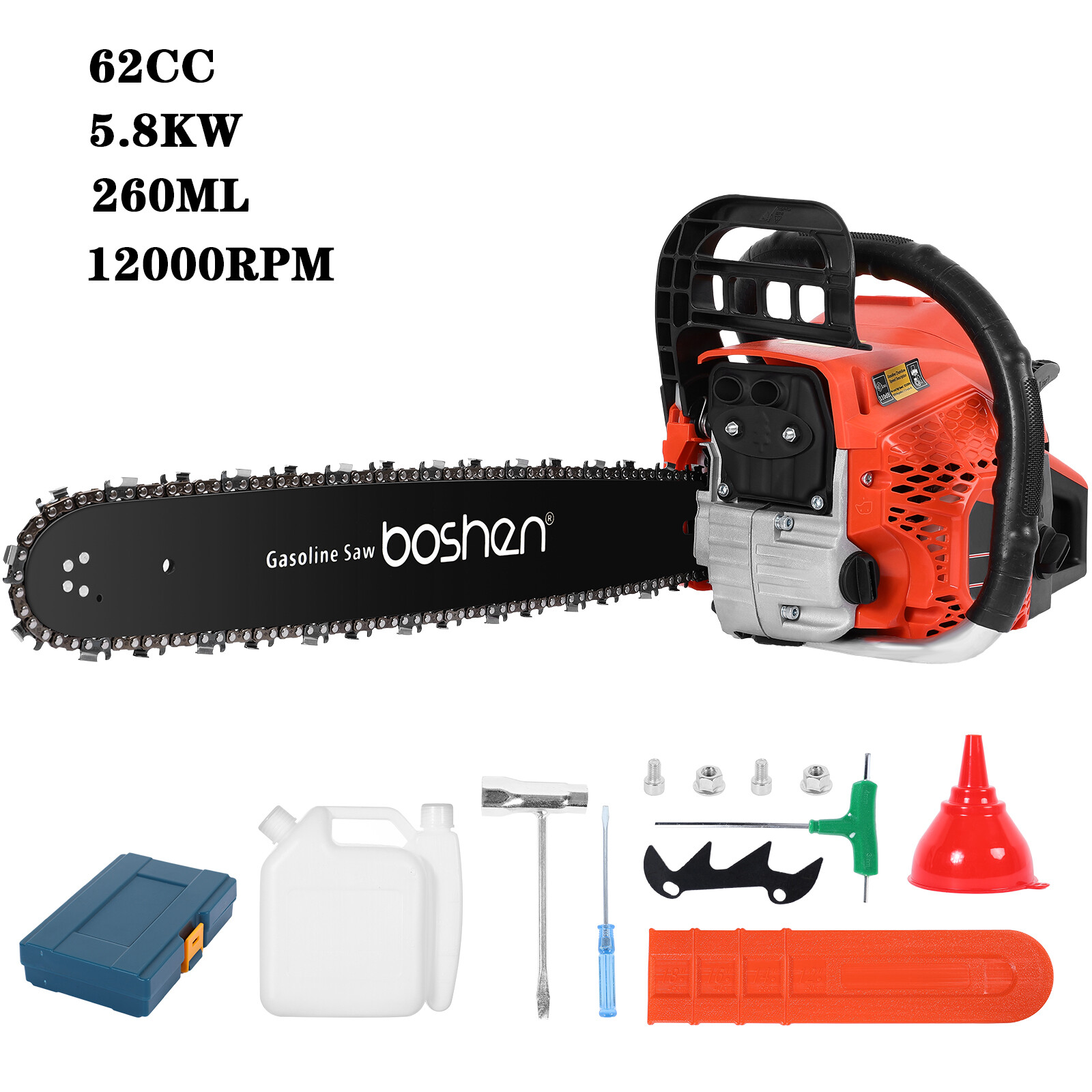 62CC GAS Chainsaw Gasoline Powered Chain Saw Engine Cutting 2 Cycle 20 ...