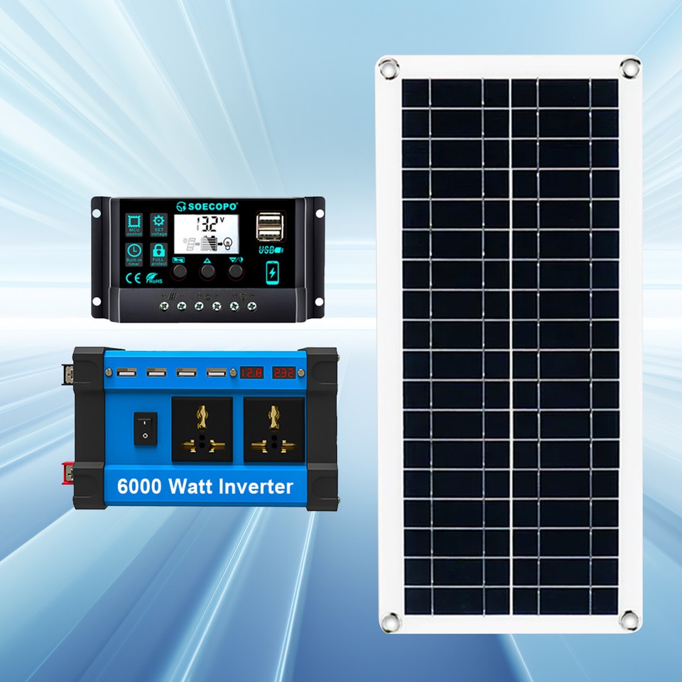 6000W Complete Solar Panel Kit Solar Power Generator 100A Home 220V ...