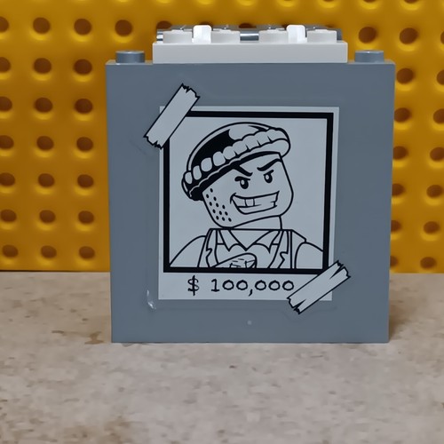 LEGO Wanted Poster 100K Reward ESCAPED Prisoner Wall Hinge Platform ...