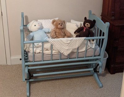 Antique CRADLE * PICK UP ONLY* Sears Roebuck blue with mattress South ...