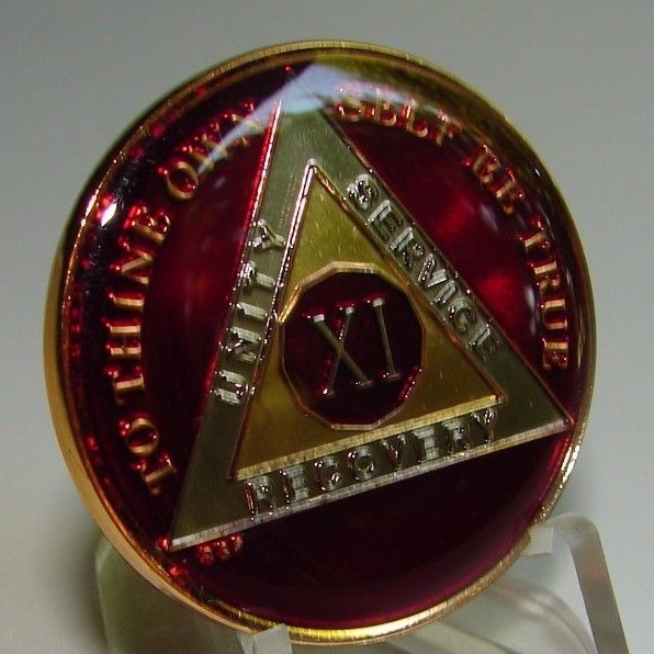 Red Alcoholics Anonymous 11 Year AA Medallion Coin Chip Token Sober | eBay