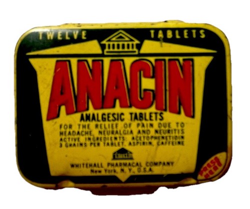 Vintage Anacin Tablet Tin Whitehall Pharmacal Co. USA Pharmacy ...