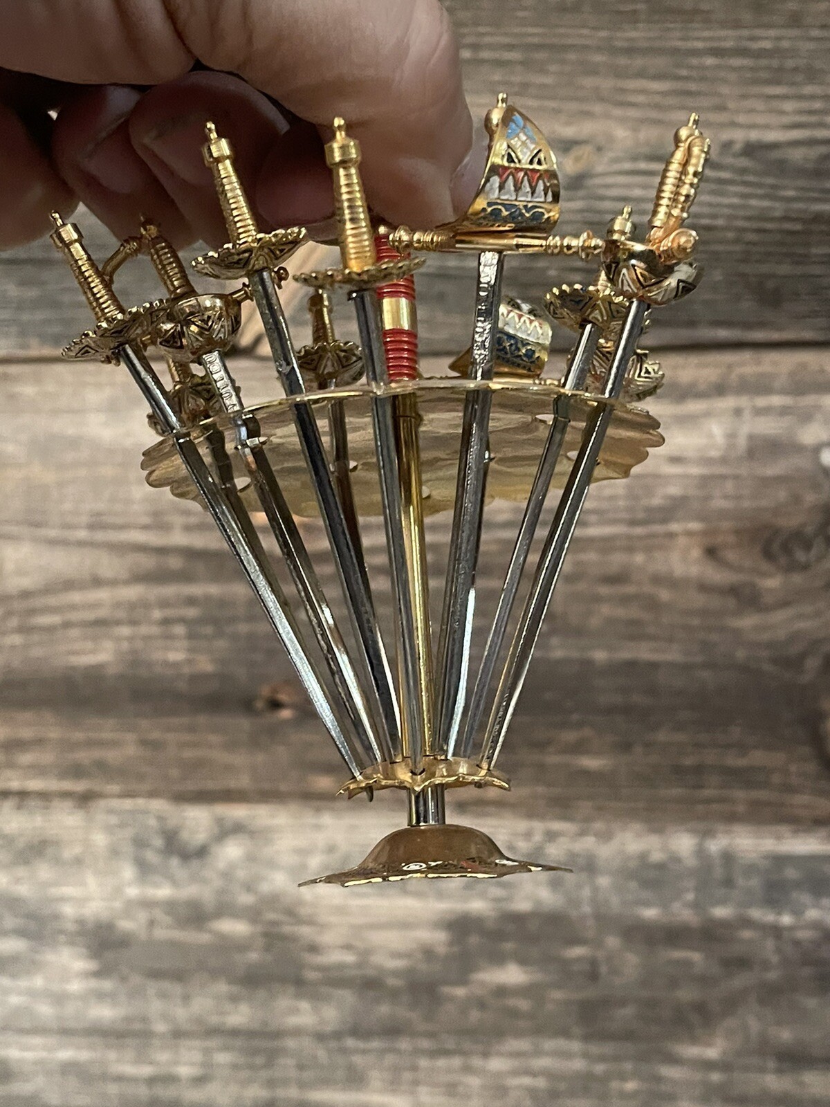 Vintage Toledo Mini Sword Brass Cocktail Picks Swords And Holder | eBay