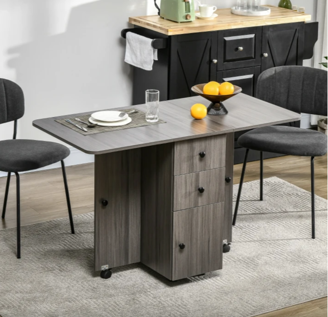 Small Dining Table Rustic Breakfast Kitchen Drawer Folding Butterfly ...