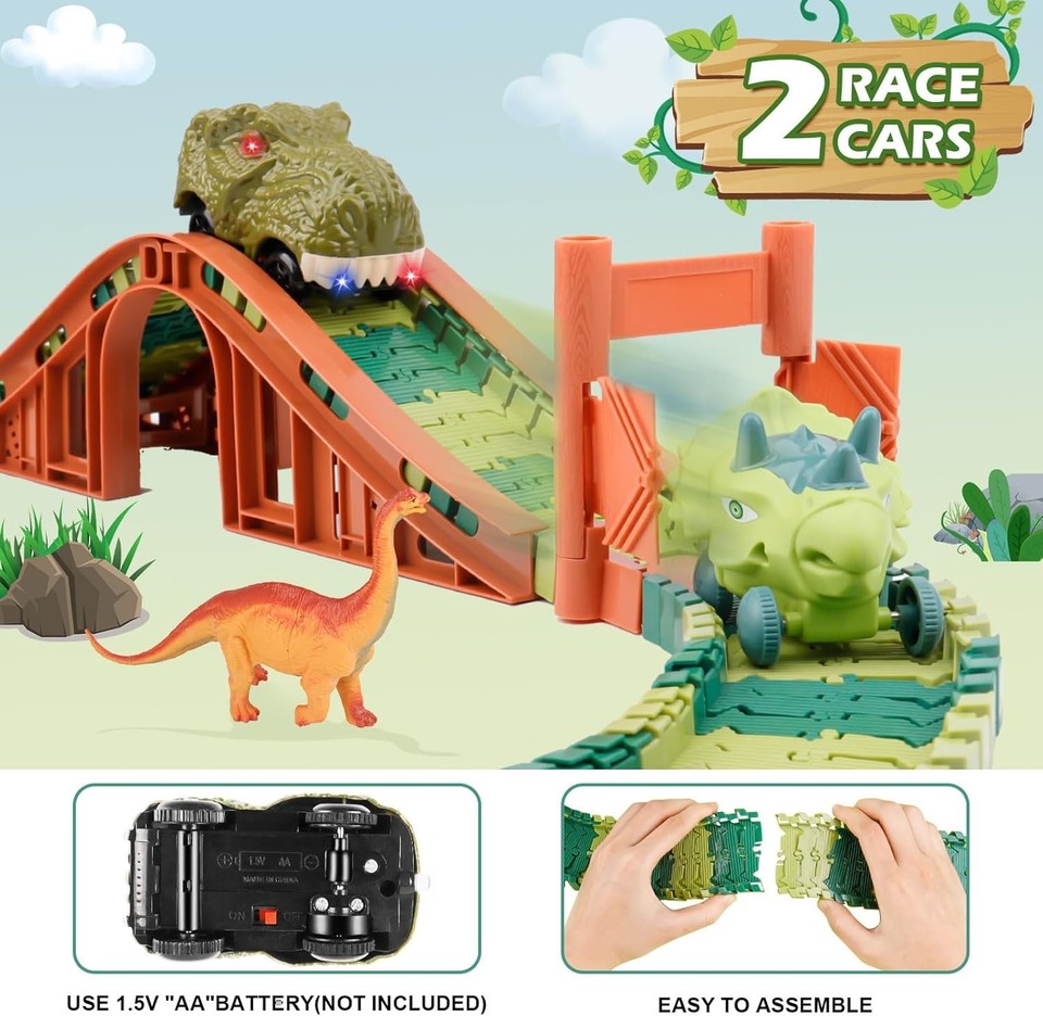 Interactive Dinosaur Race Track Toy - Build Exciting Custom Layouts for ...