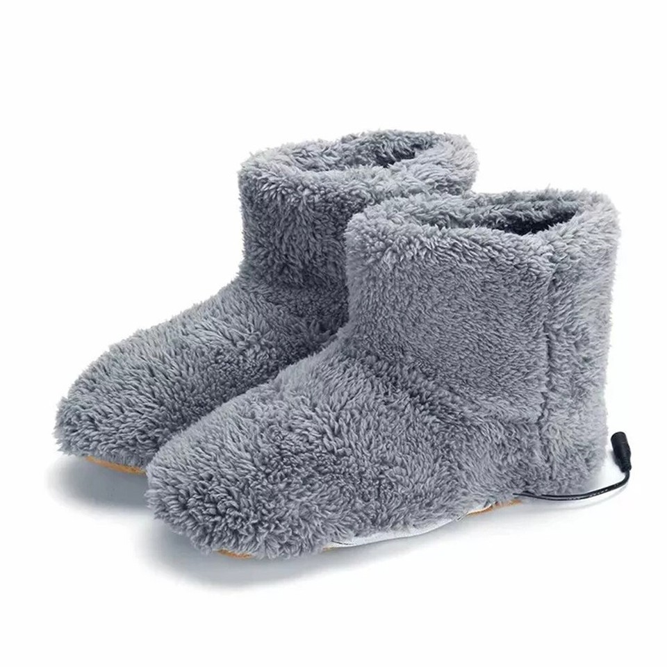 Winter Electric Heating Shoes Washable USB Heated Shoes Plush Slipper ...