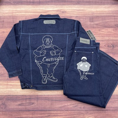 Vintage Y2K 90s Baggy Denim Jean 2 Pce Set Biggie Character 36x32 Fubu ...