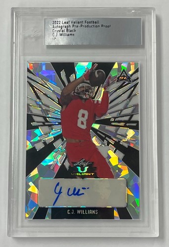 CJ Williams 2022 Leaf Valiant Pre-Production 1/1 Black Crystal Auto ...